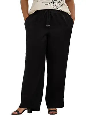 Ralph Lauren Linen Wide-leg Pant - Black