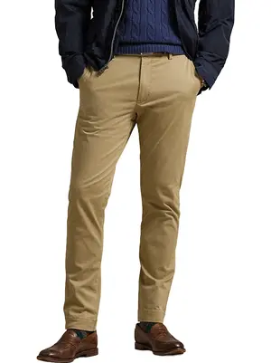 Ralph Lauren Stretch Slim Fit Sateen Pant - Khaki Hill