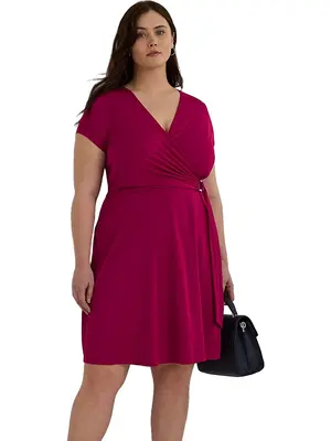 Ralph Lauren Ralph Lauren Surplice Jersey Dress Fuchsia Berry