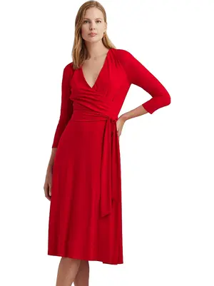 Ralph Lauren Ralph Lauren Surplice Jersey Dress Martin Red