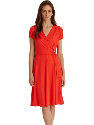 Ralph Lauren Ralph Lauren Surplice Jersey Dress Tomato