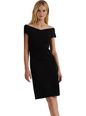 Ralph Lauren Crepe Off-the-shoulder Cocktail Dress - Black