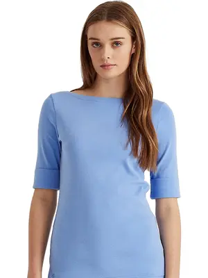 Ralph Lauren Ralph Lauren Stretch Cotton Boatneck T-Shirt Cabana Blue