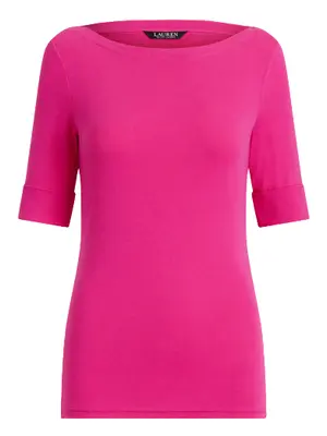 Ralph Lauren Ralph Lauren Stretch Cotton Boatneck T-Shirt Nouveau Bright Pink