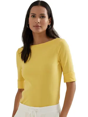 Ralph Lauren Ralph Lauren Stretch Cotton Boatneck T-Shirt Primrose Yellow