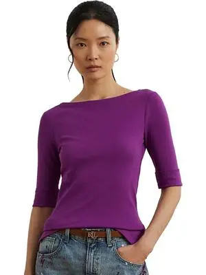Ralph Lauren Ralph Lauren Stretch Cotton Boatneck T-Shirt Purple Dawn