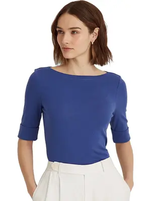 Ralph Lauren Ralph Lauren Stretch Cotton Boatneck T-Shirt Soft Sapphire