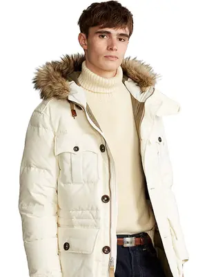 Ralph Lauren Faux-Fur-Trim Down Parka Clubhouse Cream