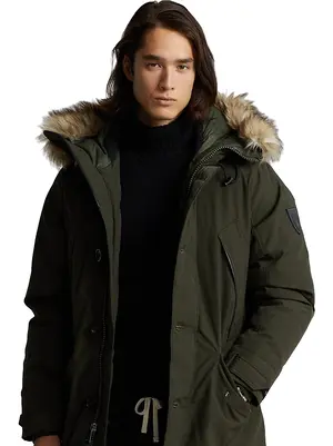 Ralph Lauren Faux-Fur-Trim Down Parka Estate Olive