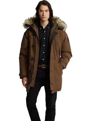 Ralph Lauren Faux-Fur-Trim Down Parka Nutmeg Brown