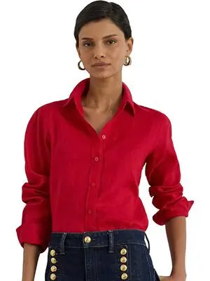 Ralph Lauren Relaxed Fit Linen Button-down Shirt - Cruise Red
