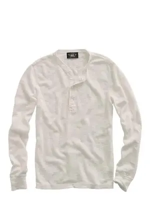 Ralph Lauren Waffle-knit Henley Shirt - Paper White