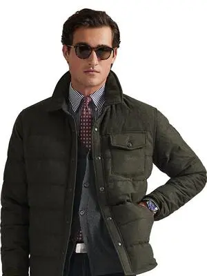 Ralph Lauren Herringbone Down Shirt Jacket - Deep Loden