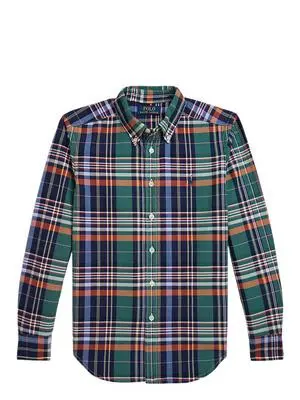 Ralph Lauren Plaid Cotton Oxford Shirt - Green Navy Multi