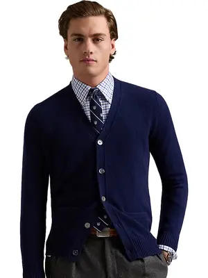 Ralph Lauren Cashmere V-Neck Cardigan Bright Navy