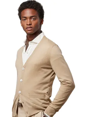 Ralph Lauren Cashmere V-Neck Cardigan Classic Tan