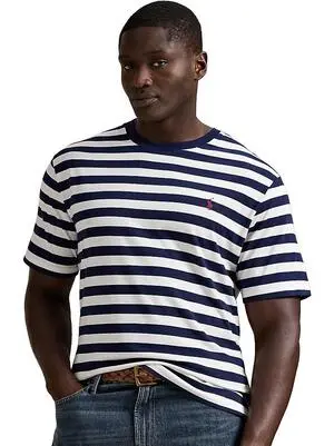 Ralph Lauren Striped Jersey Crewneck T-shirt - White/cruise Navy