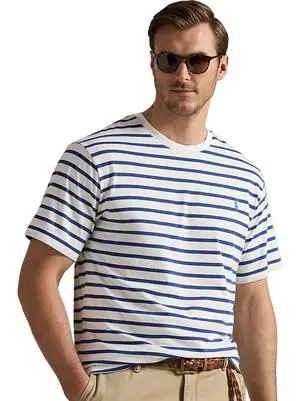 Ralph Lauren Striped Jersey Crewneck T-shirt - White/old Royal