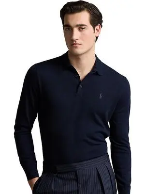 Ralph Lauren Washable Wool Polo-Collar Sweater Hunter Navy