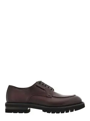 FERRAGAMO Lace Up Derby Shoe Red