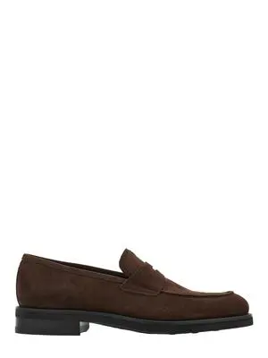 FERRAGAMO Suede Penny Loafer Brown
