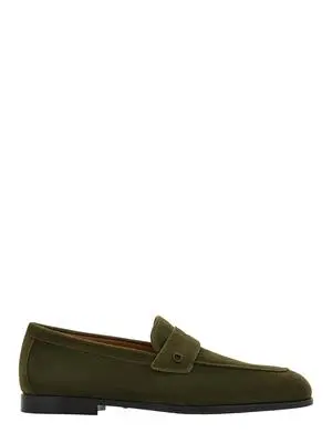 FERRAGAMO Suede Penny Loafer Green