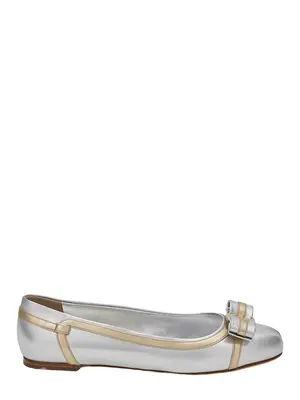 FERRAGAMO Varina Ballerina Flat Silver