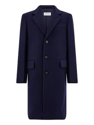 FERRAGAMO Single-breasted Wool Coat - Blue