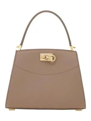FERRAGAMO Ferragamo Studio Box Bag With Gancio Clasp Beige