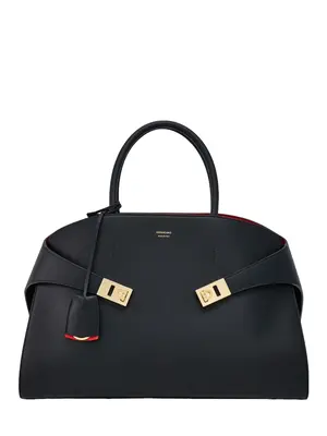 FERRAGAMO Hug Top-Handle Bag Black/flame Red
