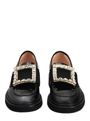 ROGER VIVIER Viv' Rangers Loafers In Patent Leather With Crystal Buckle - Black