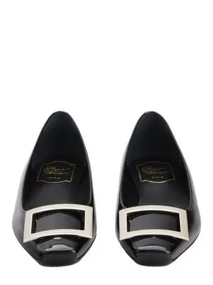 ROGER VIVIER Trompette Ballerinas In Patent Leather With Metal Buckle - Black