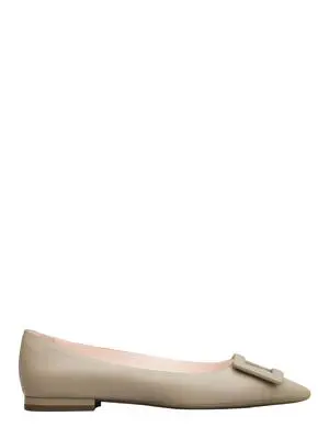 ROGER VIVIER Roger Vivier Gommettine Ballerinas In Leather With Resin Buckle Grey