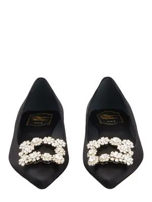 ROGER VIVIER Efflorescence Ballerinas In Satin With Crystal Buckle - Black