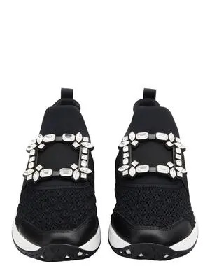 ROGER VIVIER Viv' Run Sneakers With Crystal Buckle - Black