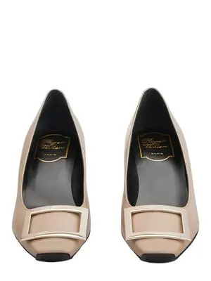 ROGER VIVIER Trompette Pumps In Patent Leather - Beige
