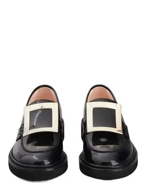 ROGER VIVIER Leather Loafers With Buckle Detail - Black
