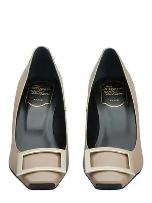 ROGER VIVIER Trompette Pumps In Patent Leather - Beige