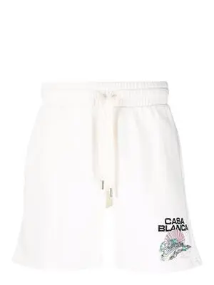 Casablanca Embroidered Logo Sweat Shorts - White