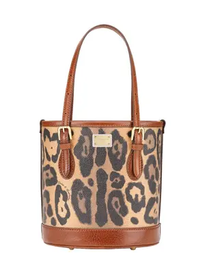 Dolce & Gabbana Small Crespo Leopard-print Bucket Bag - Brown