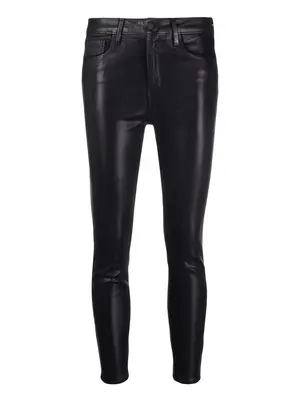 L'Agence Coated Skinny Trousers - Black