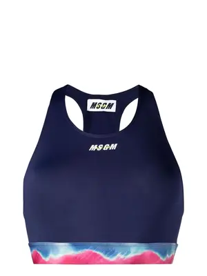 MSGM Tie-dye Print Sports Bra - Blue