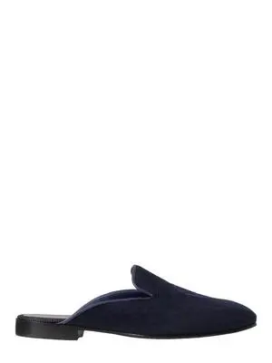 Kingsman George Cleverley Logo-embroidered Velvet Backless Loafers - Blue
