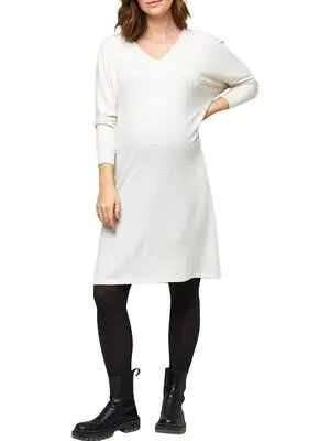 NOM MATERNITY Quinn Maternity Dress - Oatmeal Hacci