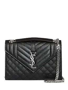 Saint Laurent Envelope Medium Shoulder Bag Black/silver