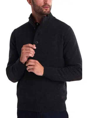 Barbour Barbour Patch Wool Quarter Zip Pullover Charcoal