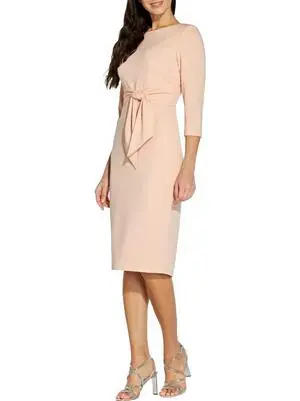 Adrianna Papell Crepe Sheath Dress - ADRIANNA PAPELL Blush