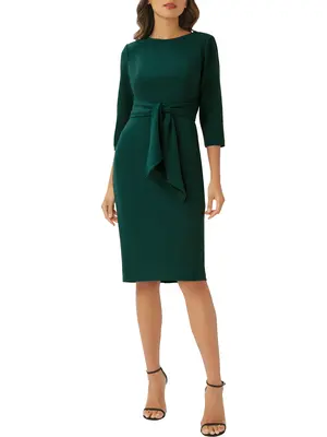 Adrianna Papell Crepe Sheath Dress - ADRIANNA PAPELL Hunter