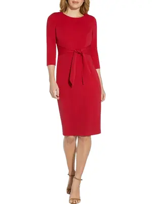 Adrianna Papell Crepe Sheath Dress - ADRIANNA PAPELL Warm Cherry