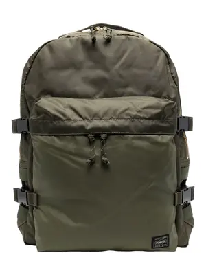 PORTER-YOSHIDA & CO Buckled Logo Patch Backpack - Green